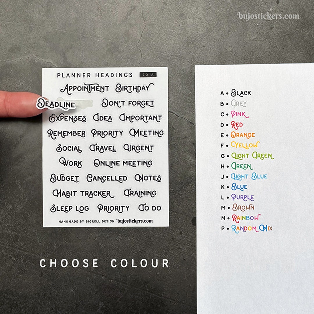 Planner Headings Stickers for Bullet Journaling Calendar - Etsy