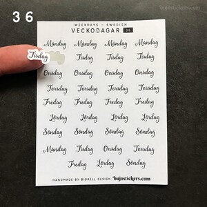 Veckodagar På Svenska. the Days of the Week in Swedish. Paper Stickers ...