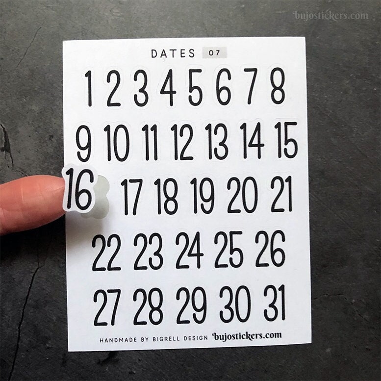 Datum stickers 1-31. 9 kleuren: zwart oranje blauw rood - Etsy België