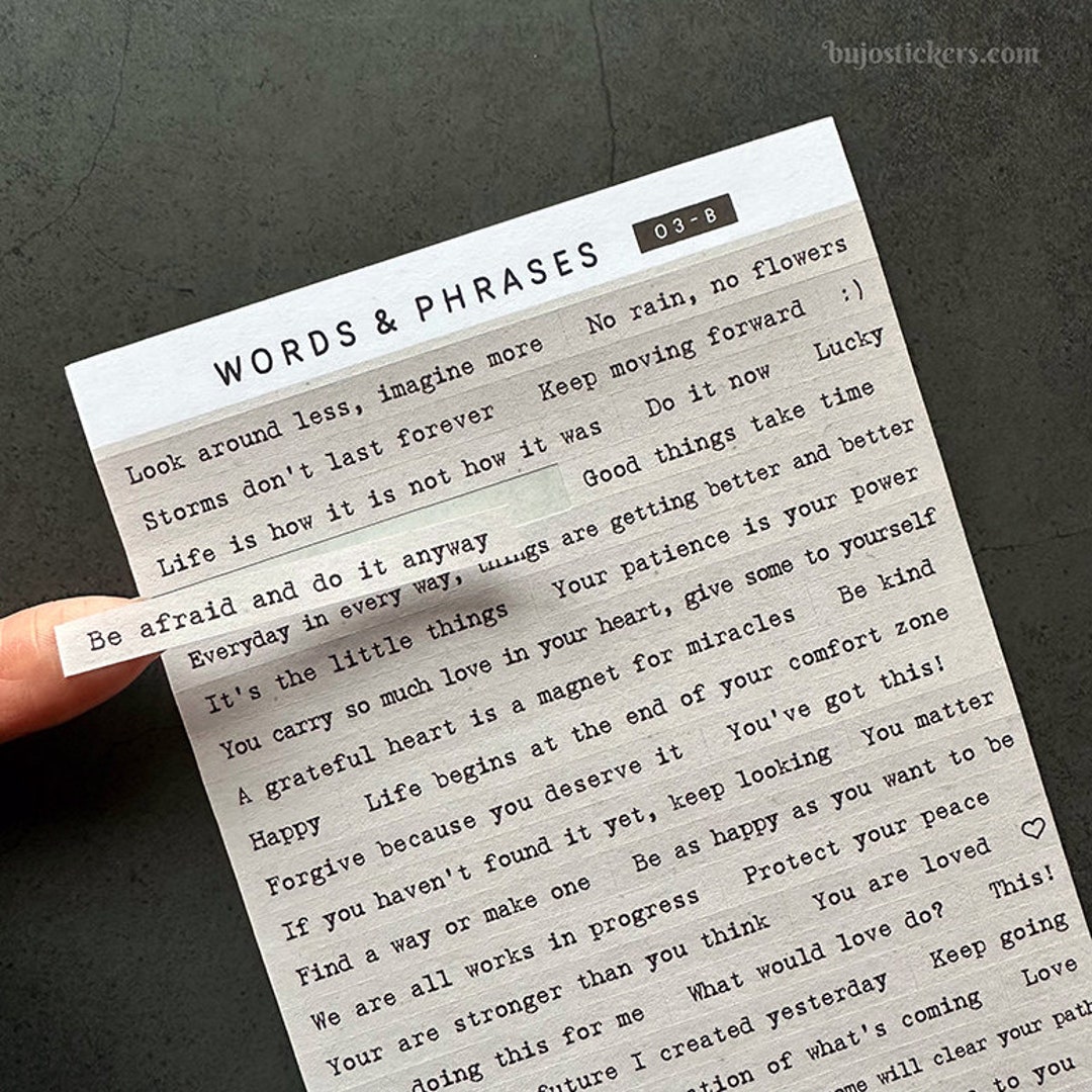 Words & Phrases Stickers. Quote Stickers. Typewriter Font Positive ...