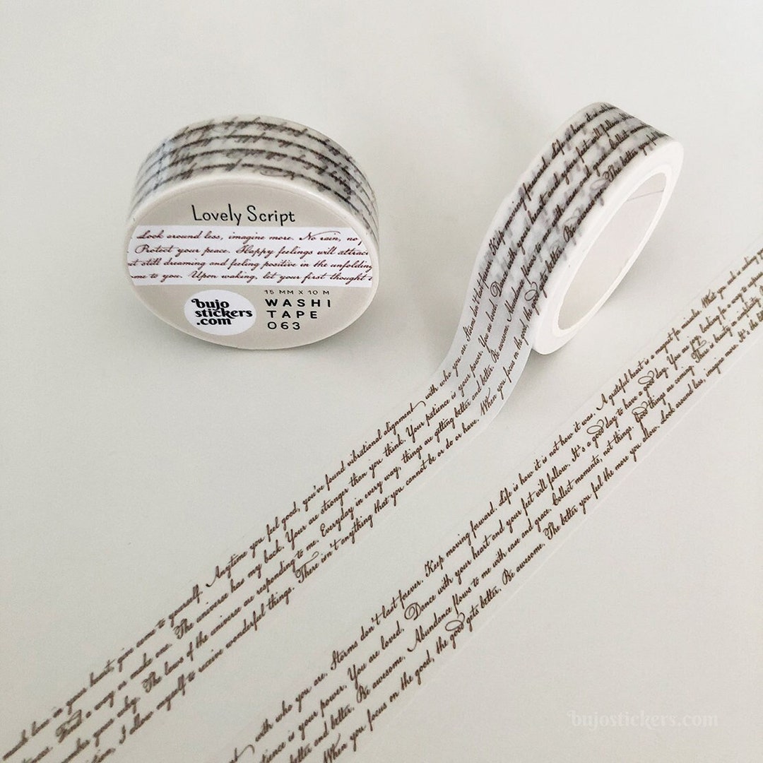 Script Washi Tape • Vintage Handwriting • Decorative Masking Tape • 15 ...