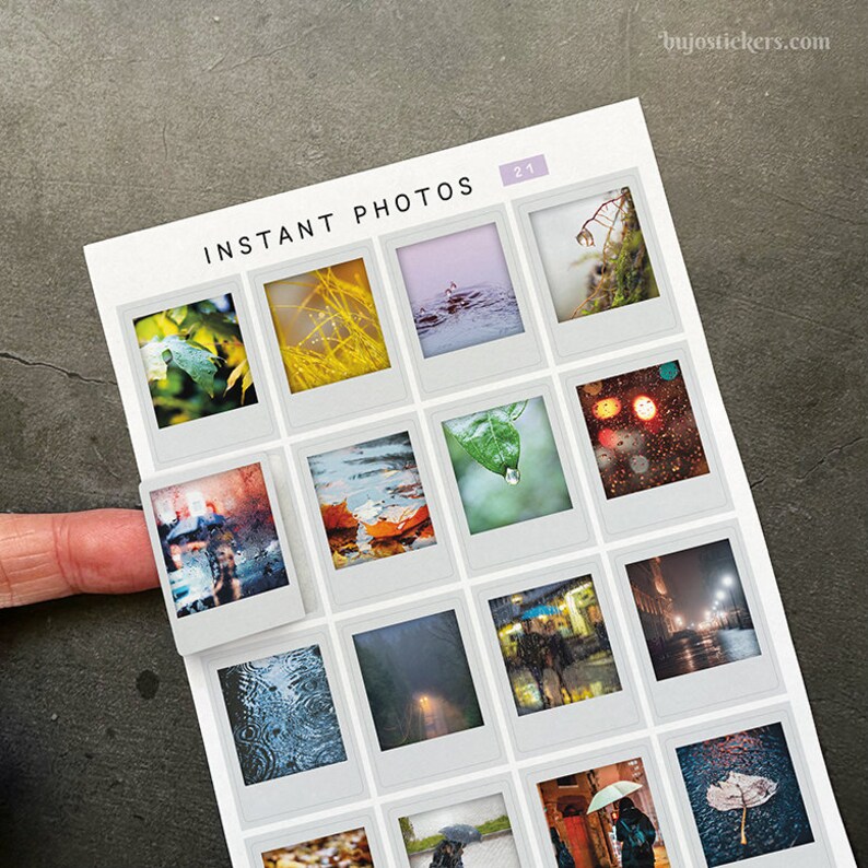 Rain Stickers, Instant Photo Style • City, Nature, People, Raining ...