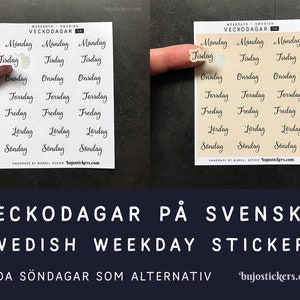Veckodagar På Svenska. the Days of the Week in Swedish. Paper Stickers ...