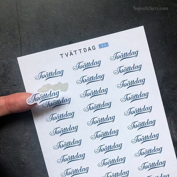 Tvättdag 03 Stickers Med Snygg Text tvättdag | Etsy