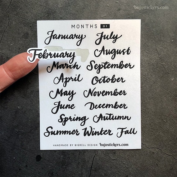 Months stickers 01. Unique and hand lettered stickers with the | Etsy