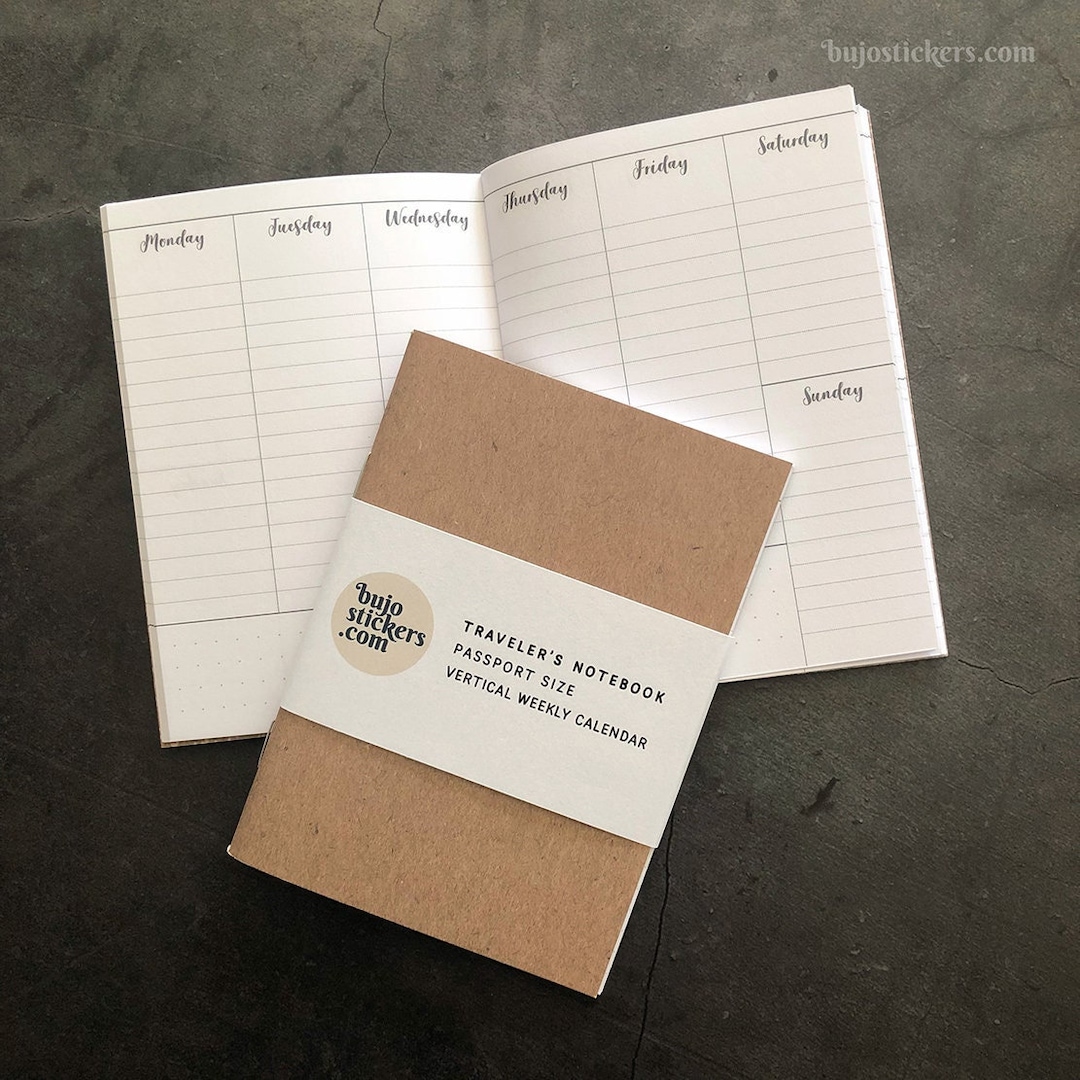 Traveler's Notebook • Weekly Planner • Passport Size. Vertical Week on ...