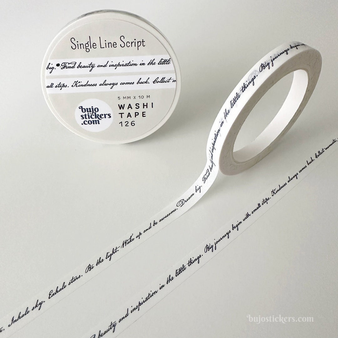 Single Line Script Washi Tape • Slim Quote Vintage Handwriting • Border ...