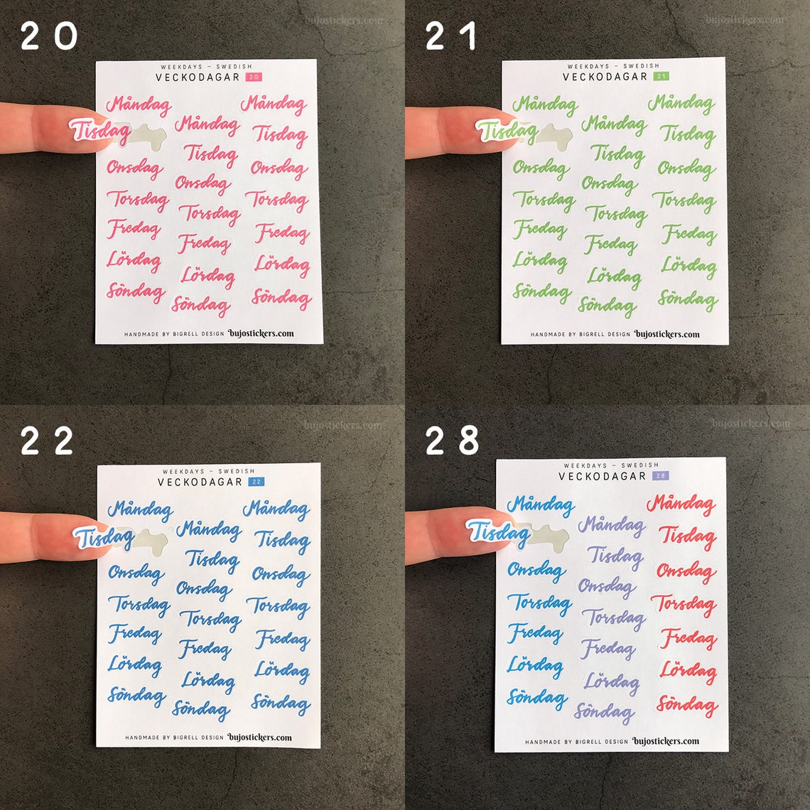 Stickers Med Veckodagar På Svenska. for Bujo Bullet - Etsy