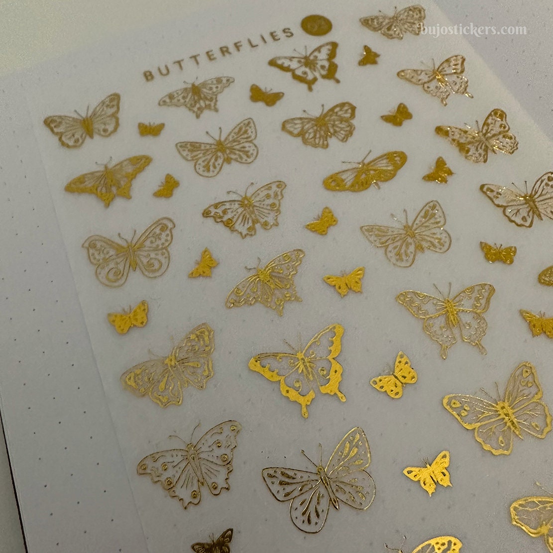 Gold Butterfly Stickers • Gold Foil Butterflies 03 • Gilded Golden ...