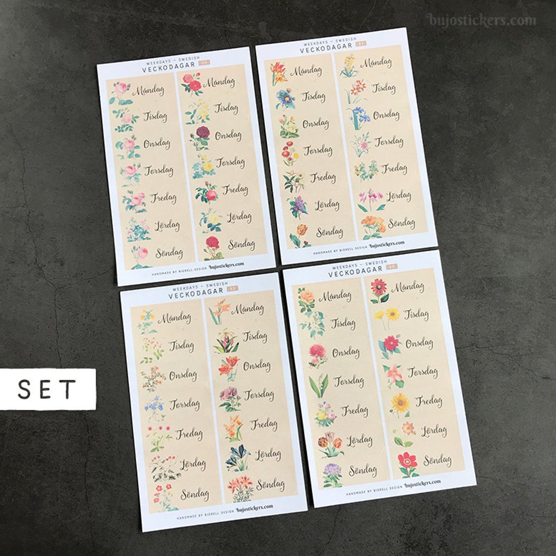 Veckodagar på svenska Swedish weekday stickers with vintage | Etsy