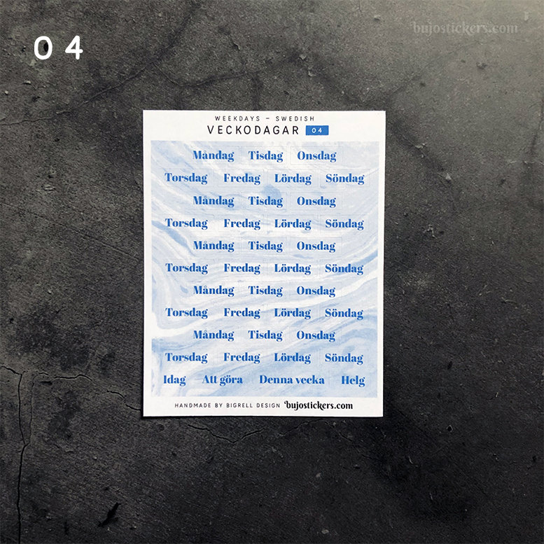 Veckodagar på svenska. Die Wochentage auf Schwedisch. Papiersticker für ...