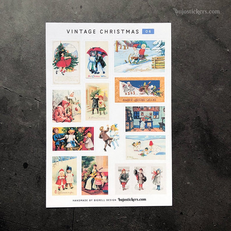 Vintage Christmas 06. Stickers for Cards, Letters, Scrapbooking, Bujo ...