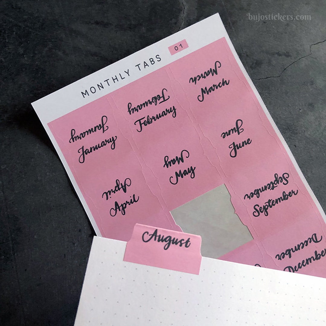 Monthly Tab Stickers 01 • Pink Tabs With the Months of the Year ...