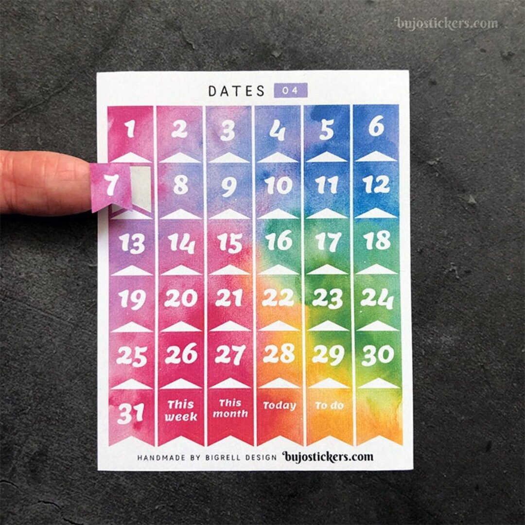 Dates 04 Colourful Functional Number Sticker Flags for Bullet ...