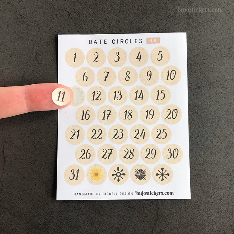 Vintage Dot Sticker mit Daten 1-31 für Bullet Journals, Memory Pages ...