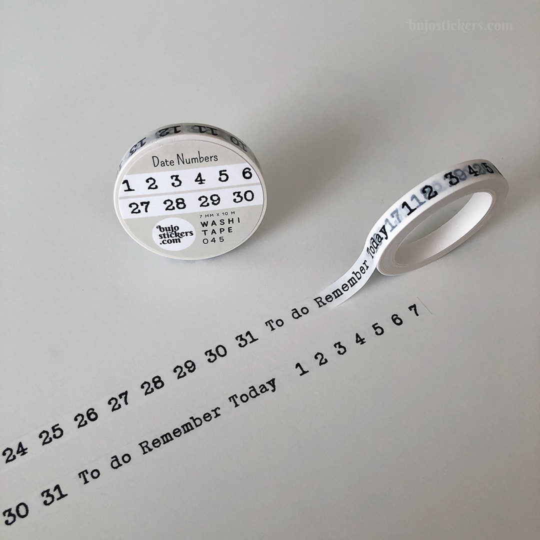 Dates Washi Tape • Date Numbers 1-31 • Typewriter Font & Script Font ...