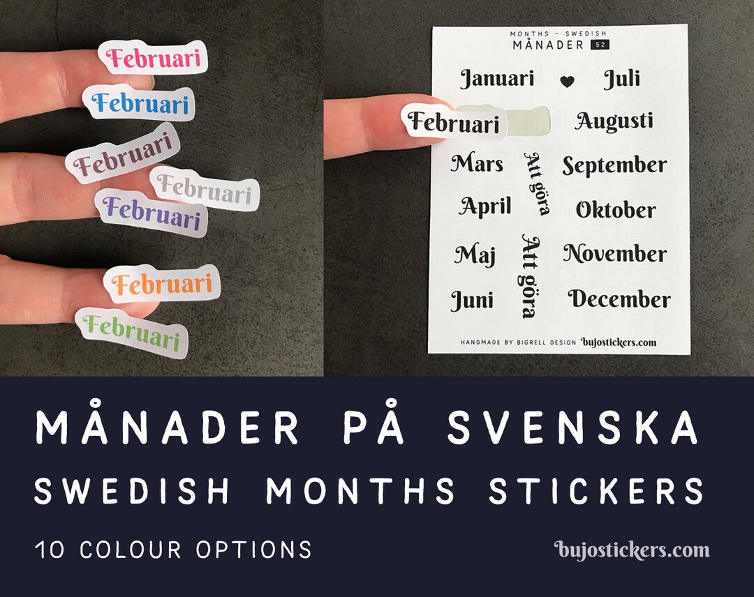 Stickers Med Svenska Månader. Swedish Months Stickers. for Bujos ...