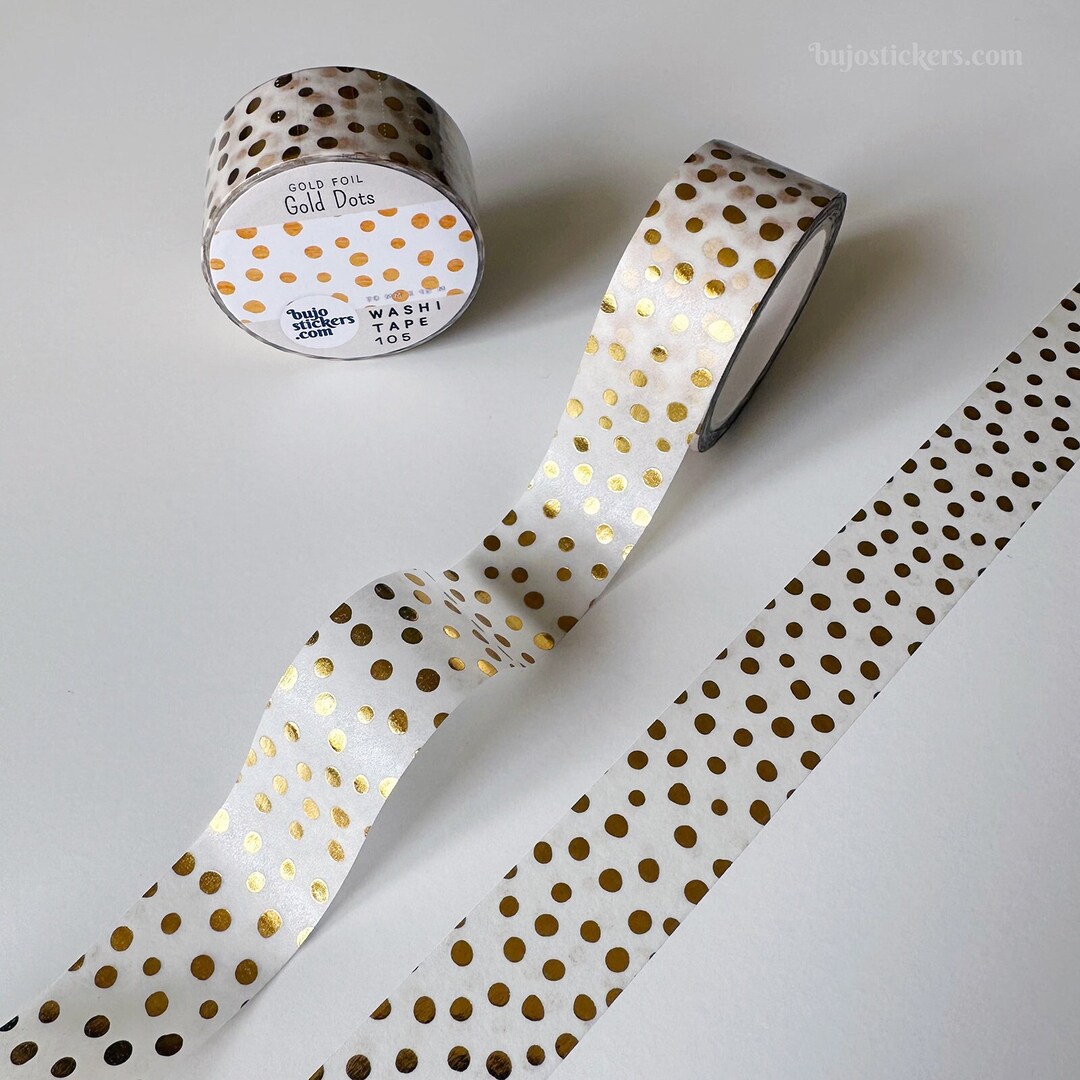 Dotted Gold Foil Washi Tape • Irregular Polka Dot Pattern in Gold ...