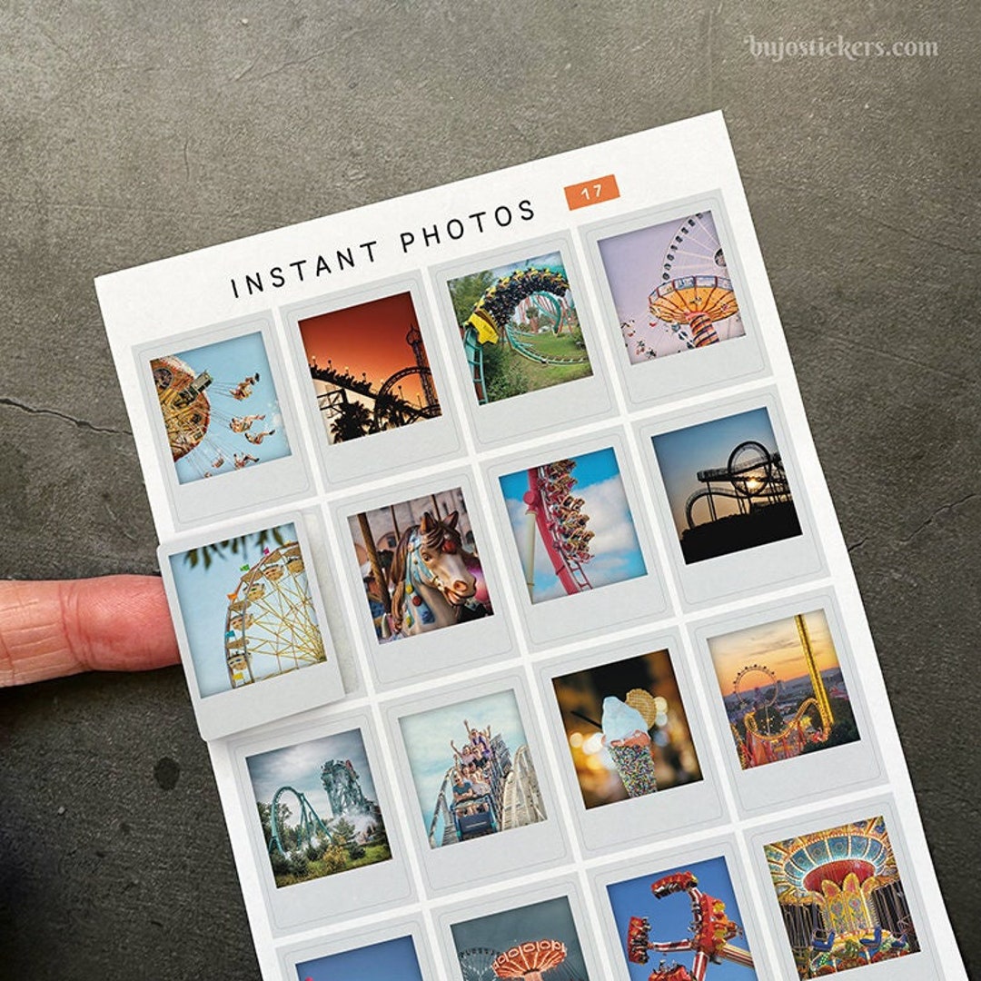 Amusement Park Stickers, Instant Photo Style • Fair Ride Rollercoaster ...
