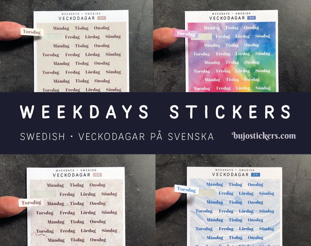 Veckodagar På Svenska. the Days of the Week in Swedish. Paper Stickers ...
