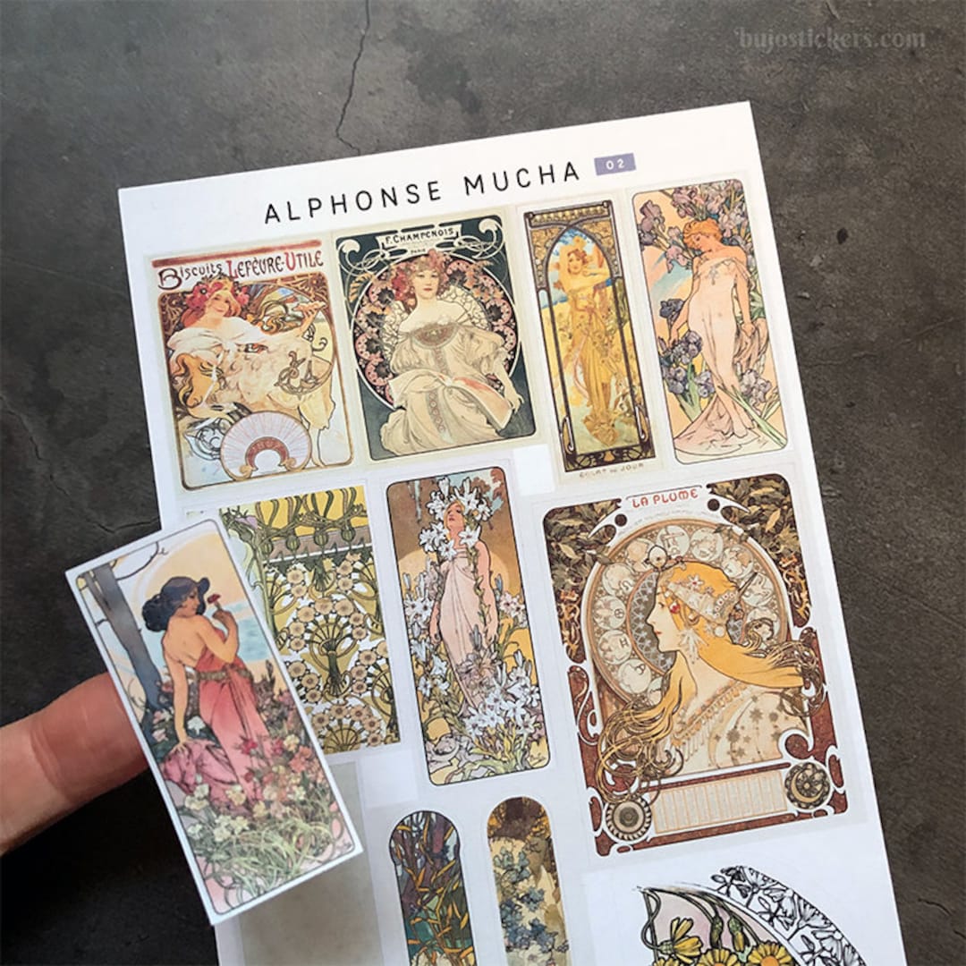 Alphonse Mucha 02 Decorative Stickers for Bujo, Planners, Scrapbooking ...