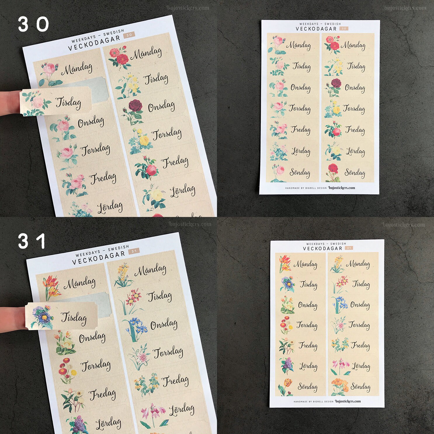 Veckodagar på svenska Swedish weekday stickers with vintage | Etsy