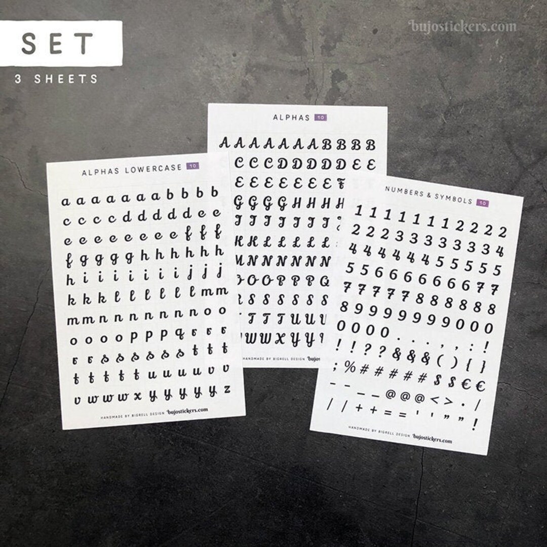 Alphas 10 Alphabet Stickers, Numbers & Symbols. Separate or as a Set ...