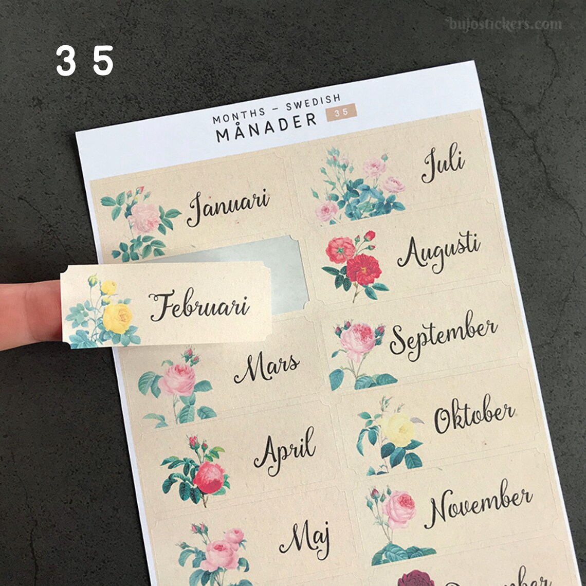Månaderna På Svenska Swedish Month Stickers With Vintage - Etsy UK