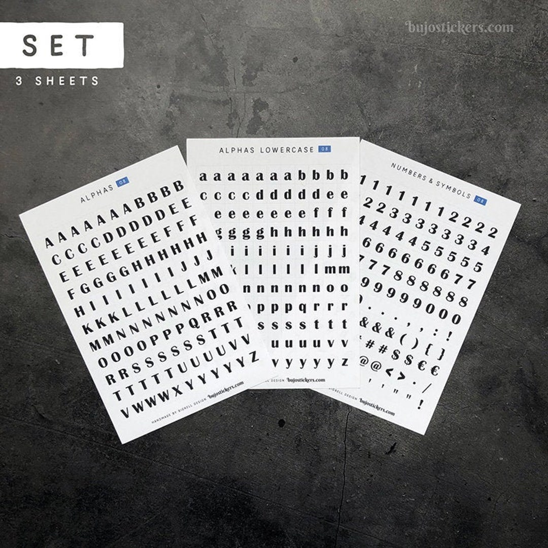 Alphas 08 Alphabet Stickers, Numbers & Symbols. Separate or as a Set ...