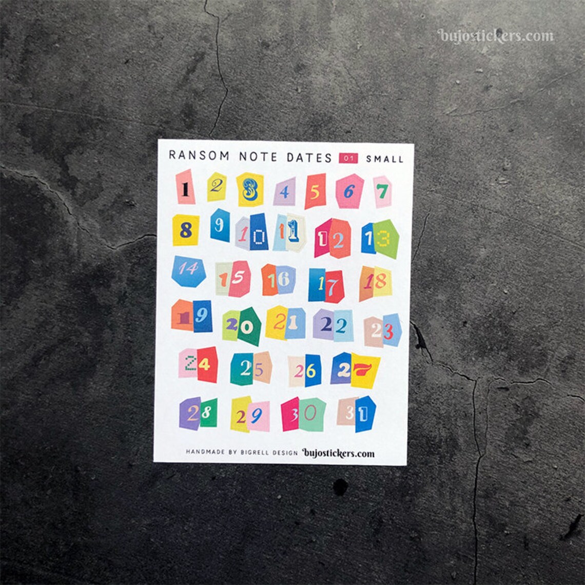 Ransom Note Dates 01 SMALL Functional Number Stickers for - Etsy
