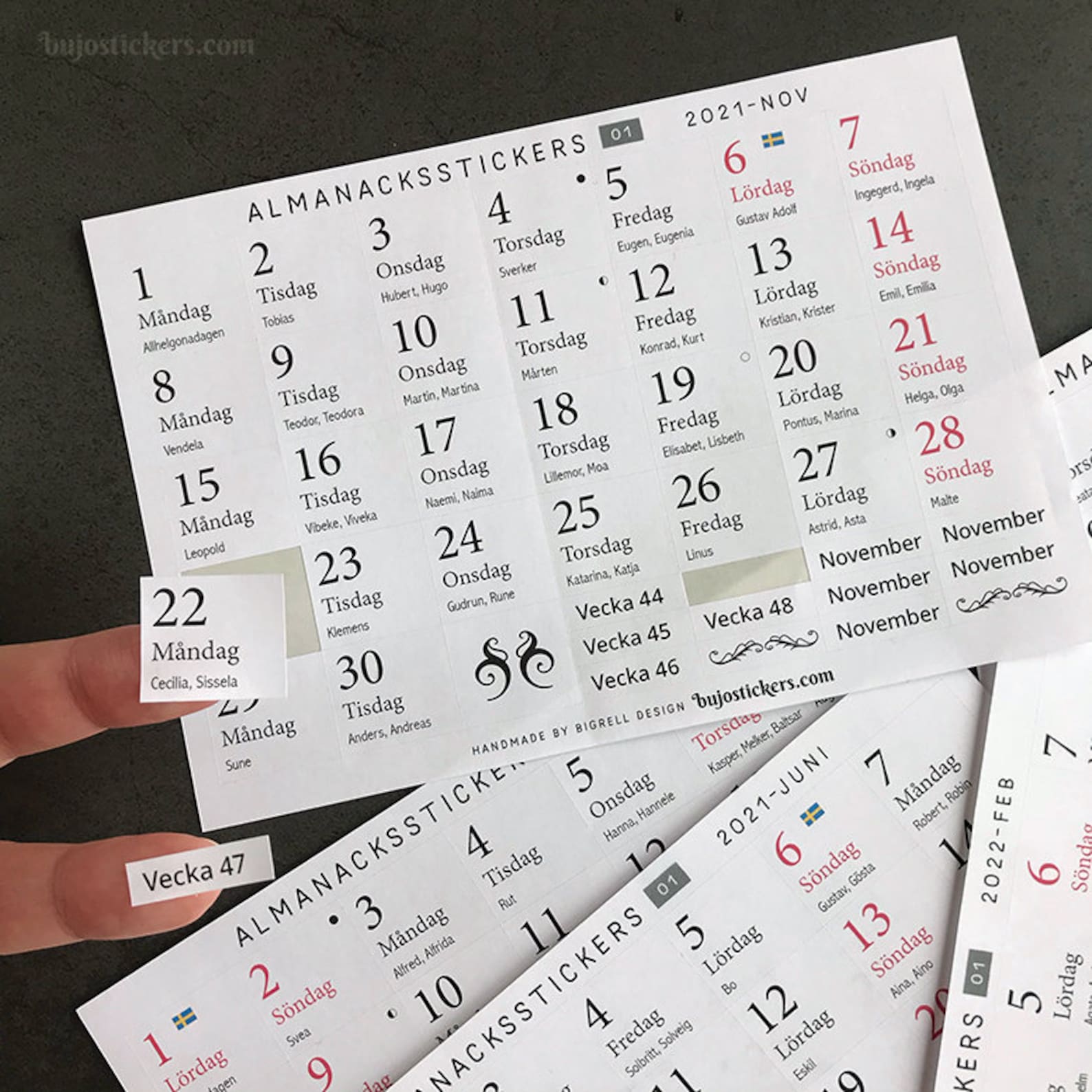 Swedish Calendar Stickers Almanacksstickers 01 Med - Etsy