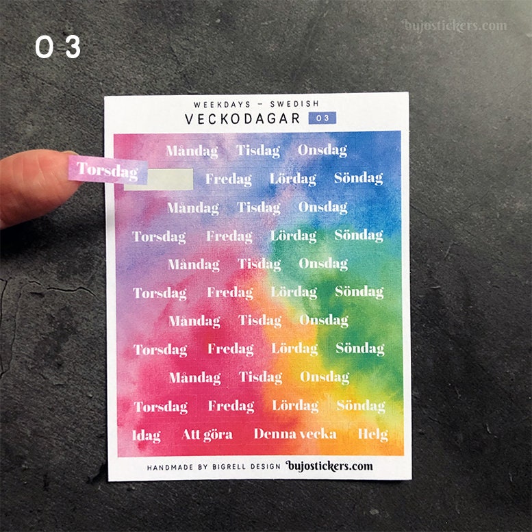 Veckodagar på svenska. Los días de la semana en sueco. | Etsy