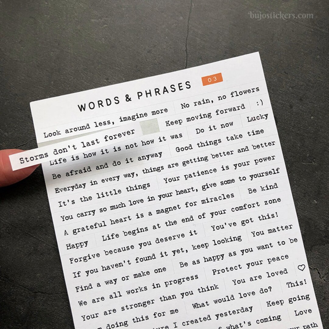 Words & Phrases Stickers. Quote Stickers. Typewriter Font Positive ...