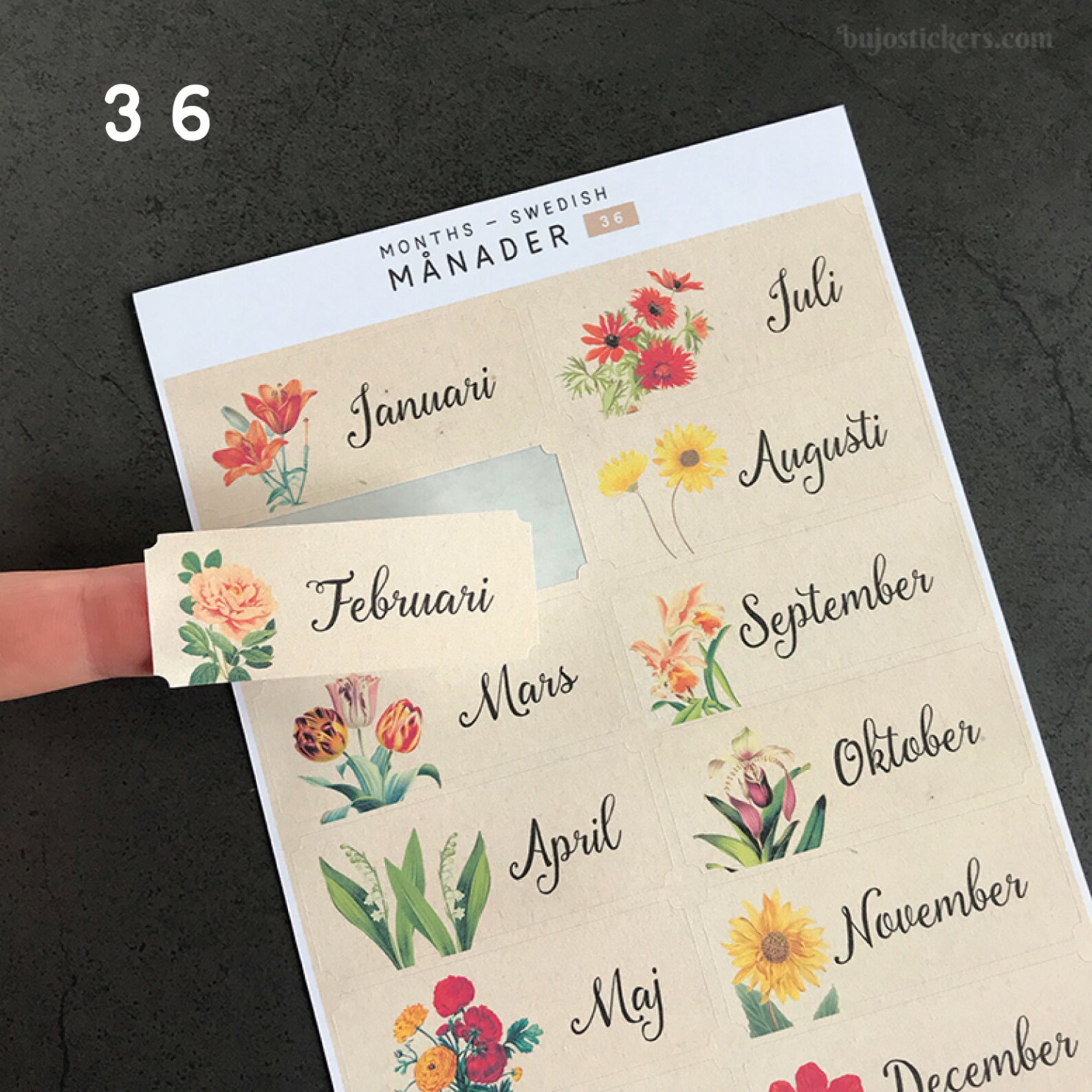Månaderna På Svenska Swedish Month Stickers With Vintage - Etsy UK