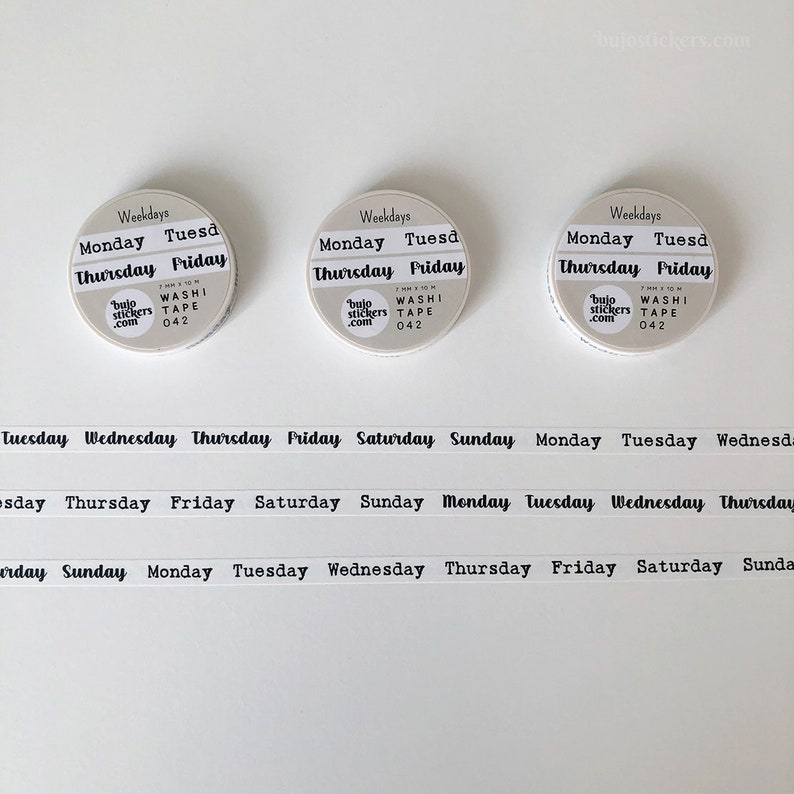 Weekdays Washi Tape • Typewriter Font & Script Font • Planner Masking ...