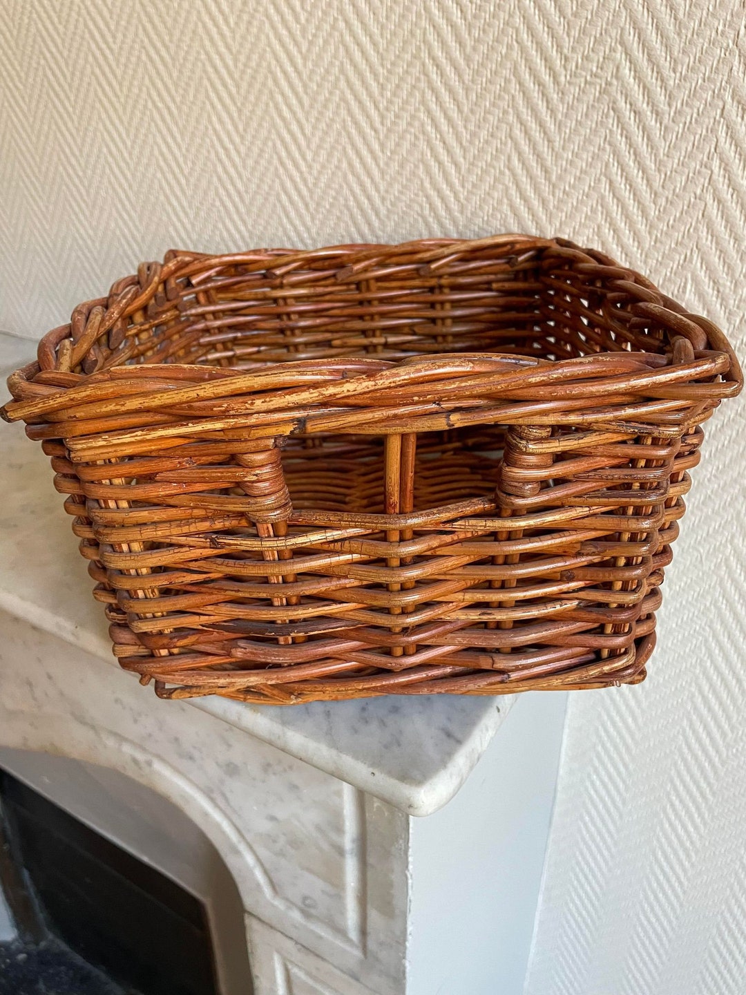 Square Wicker Storage Basket - Etsy