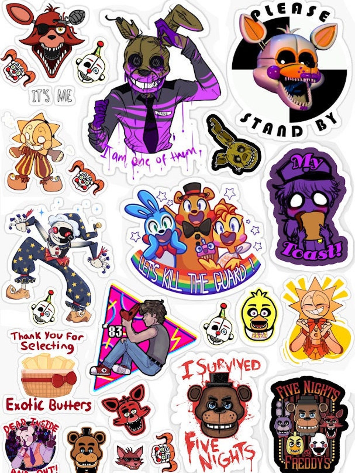 FNAF Stickers Pack of 5 - Etsy