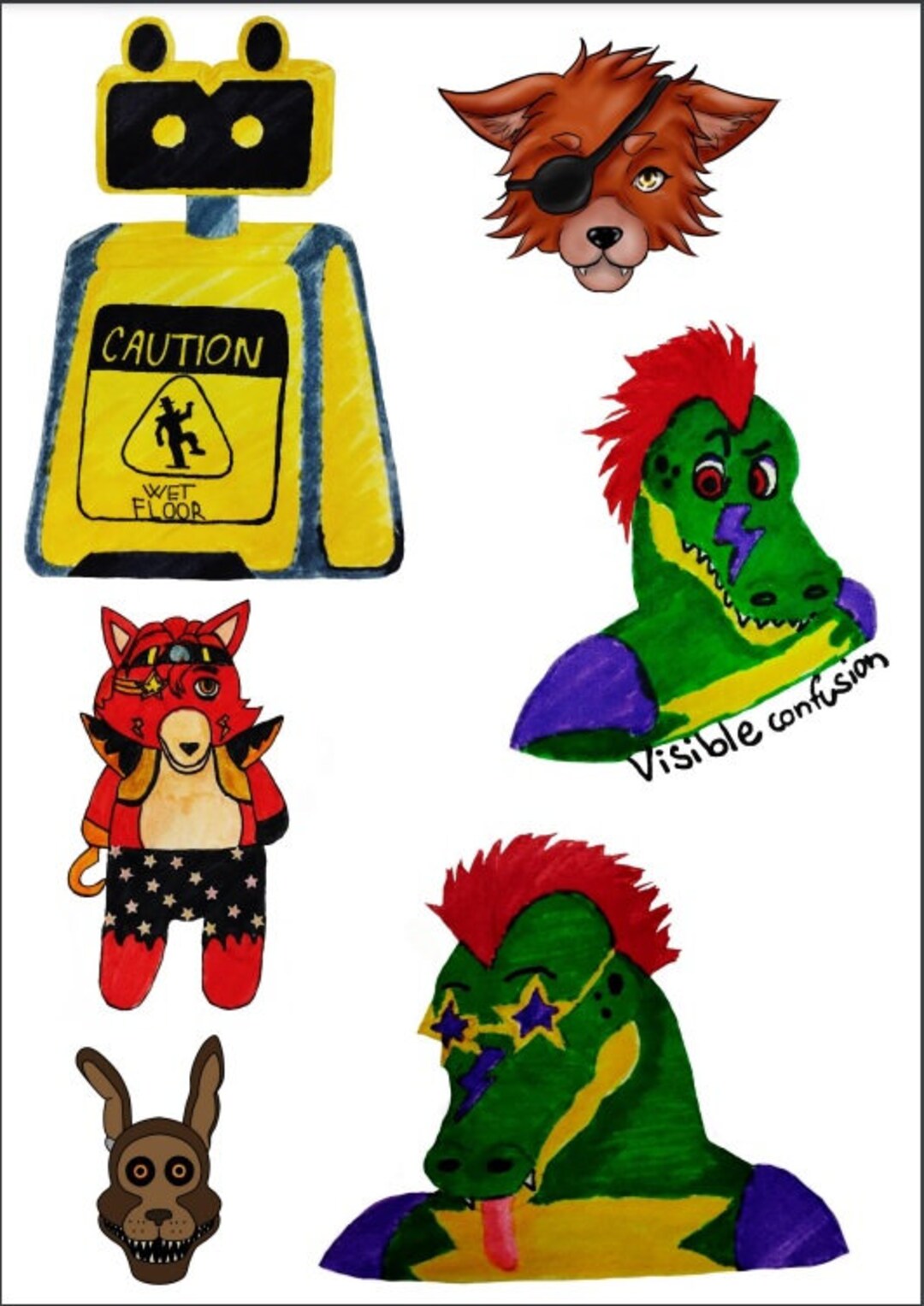 FNAF Set of 6 Stickers - Etsy