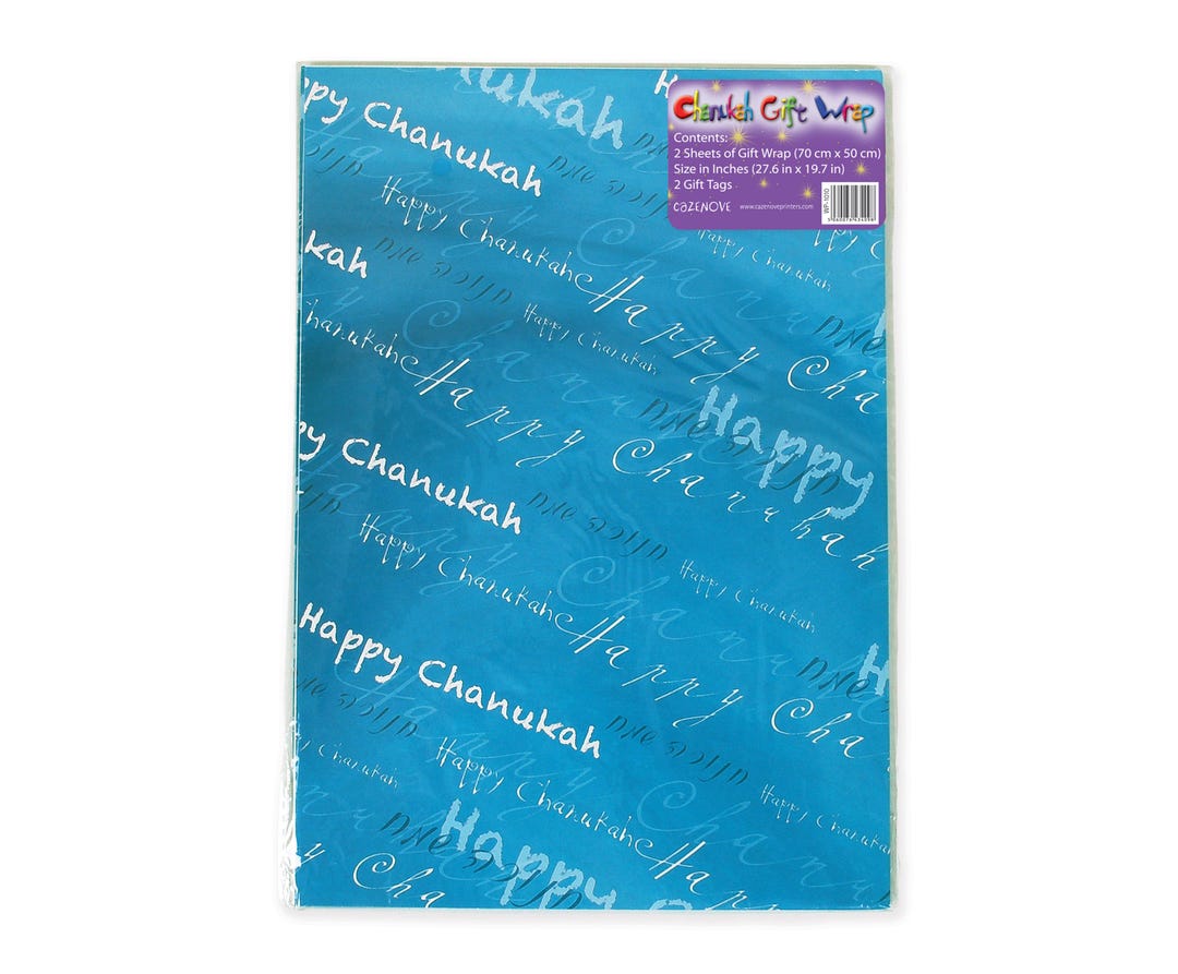 Chanukah Wrapping Paper & Gift Tags (2 Sheets), Hanukkah Gift Wrap Set ...
