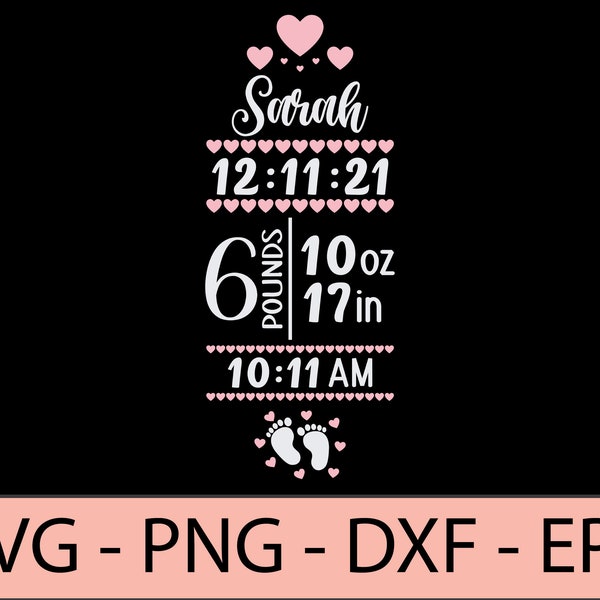 Birth Stats Svg - Etsy
