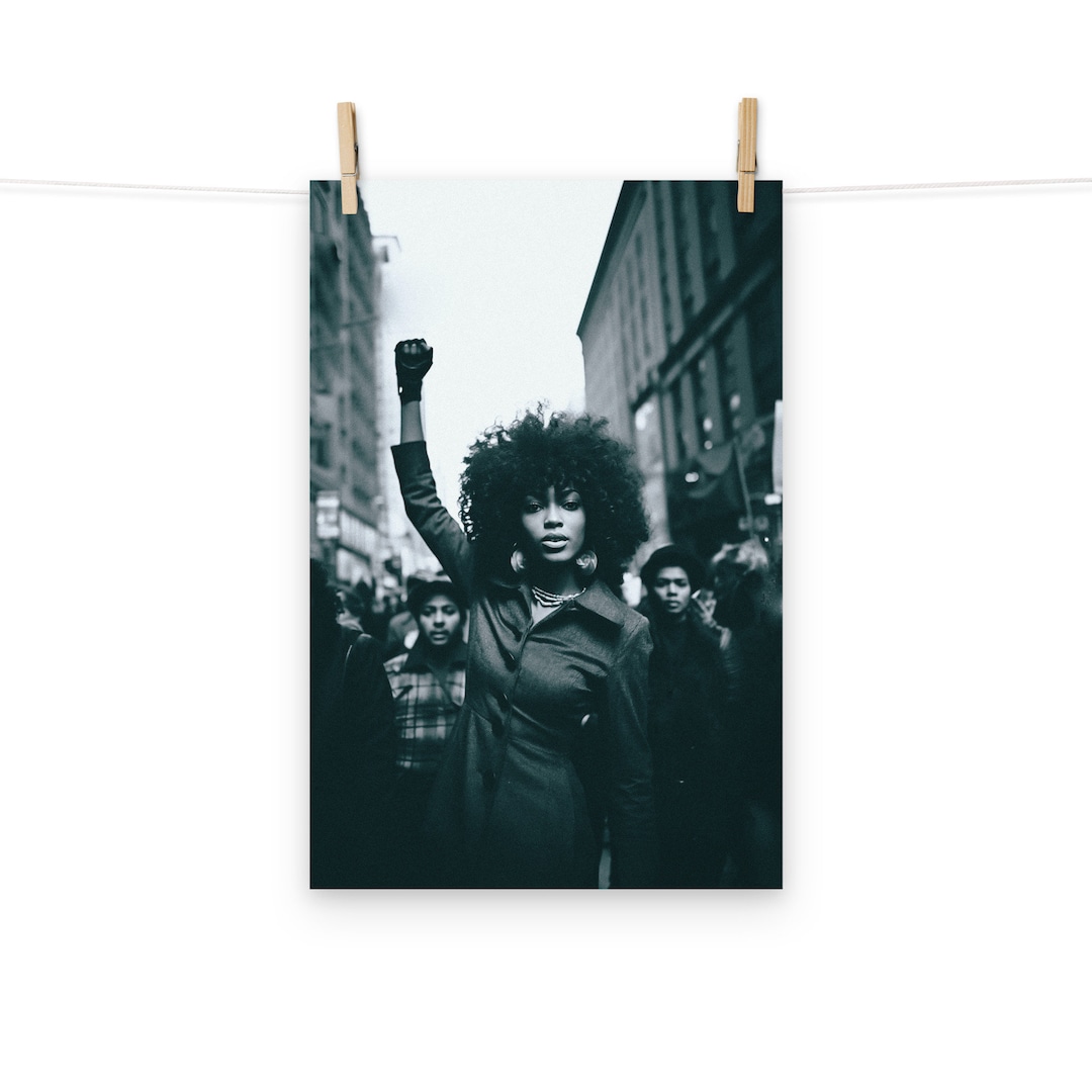 Beautiful Black Woman Civil Rights Protest Photograph Vintage Photo ...