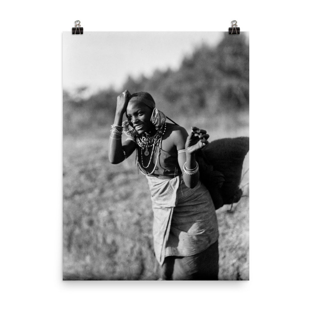 African Queen Beautiful Masai Woman 1920s Africa Photo Black and White ...