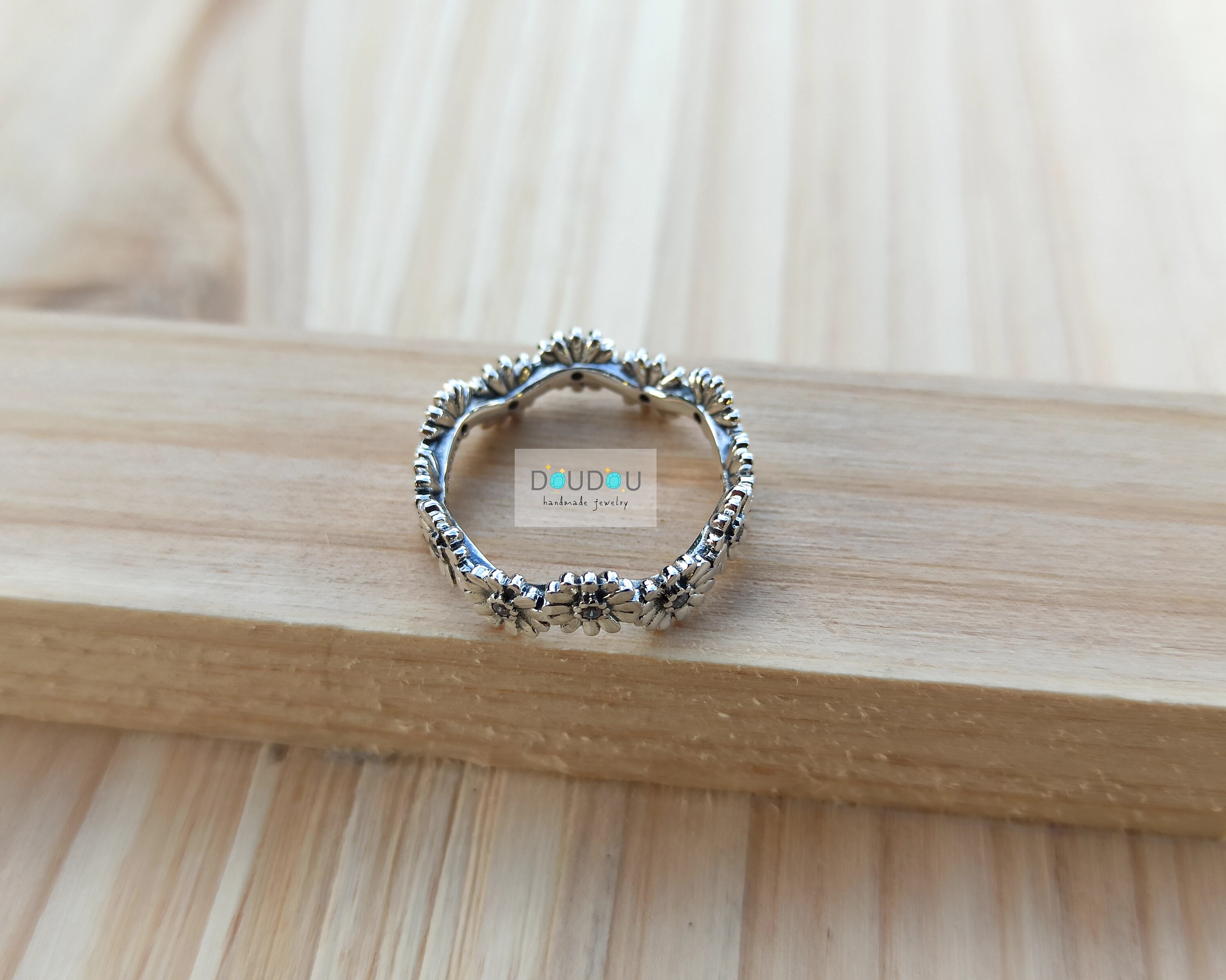 Sparkling Daisy Flower Crown Ring Handmade 925 Sterling Silver - Etsy