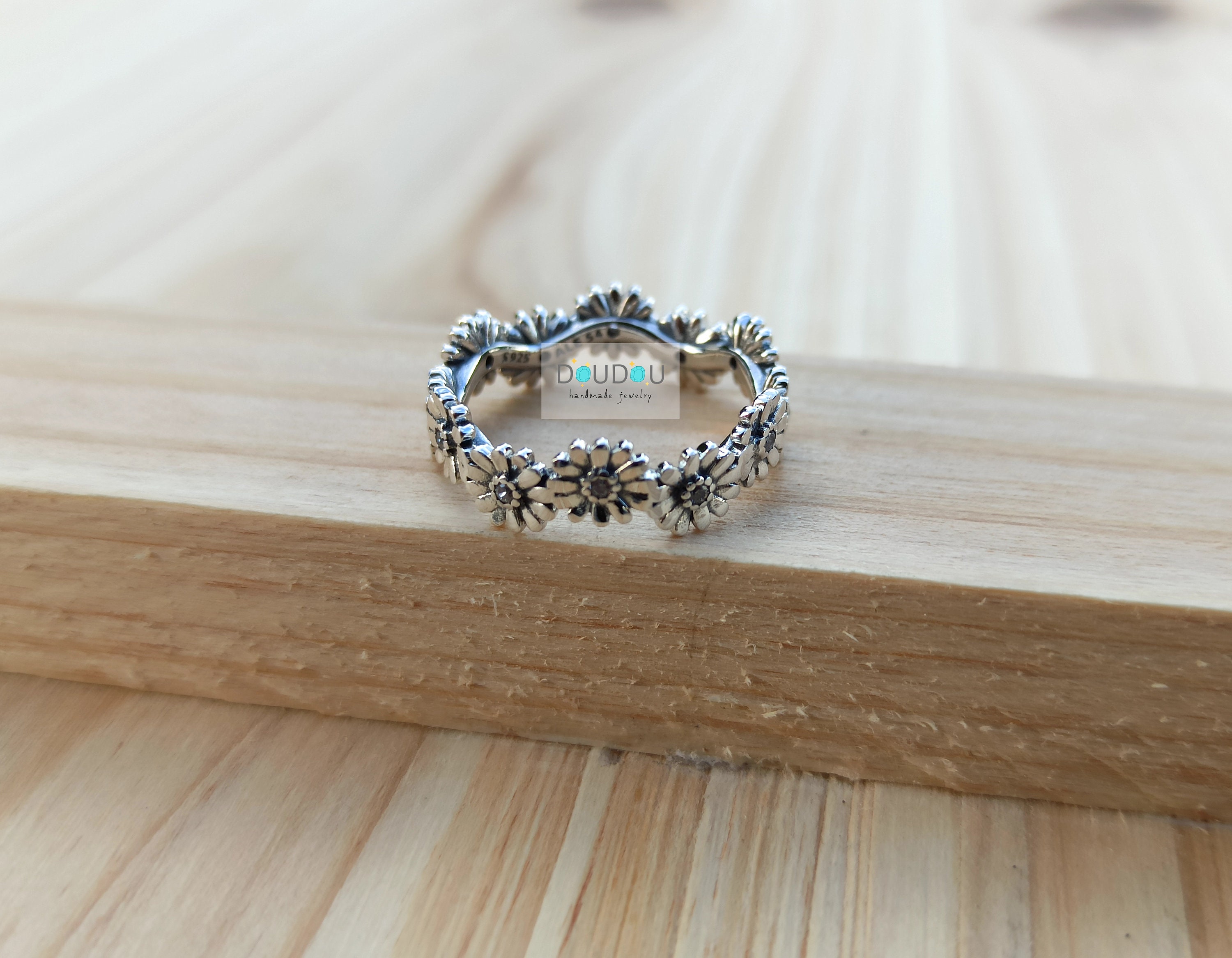 Sparkling Daisy Flower Crown Ring Handmade 925 Sterling Silver - Etsy
