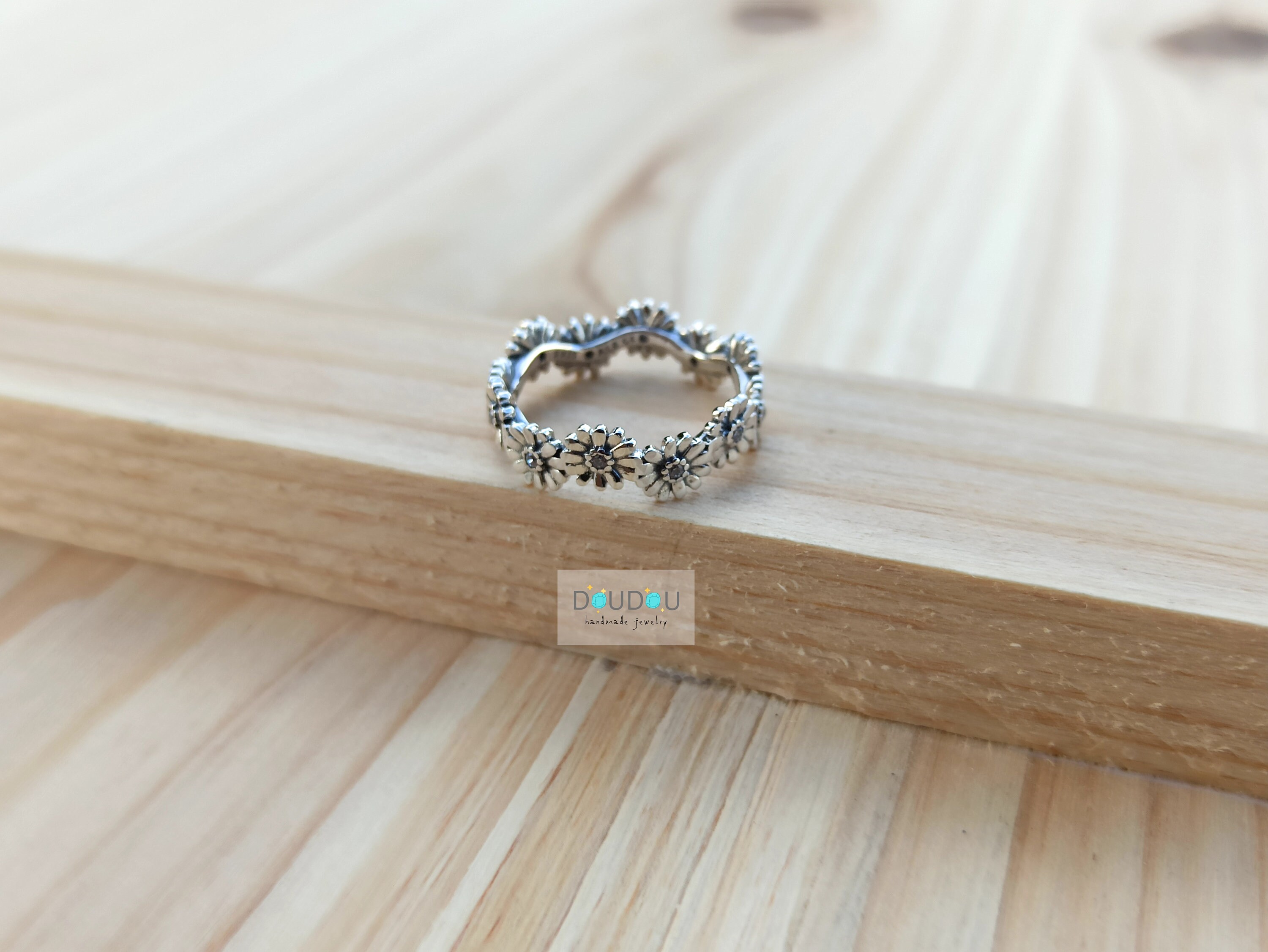 Sparkling Daisy Flower Crown Ring Handmade 925 Sterling Silver - Etsy