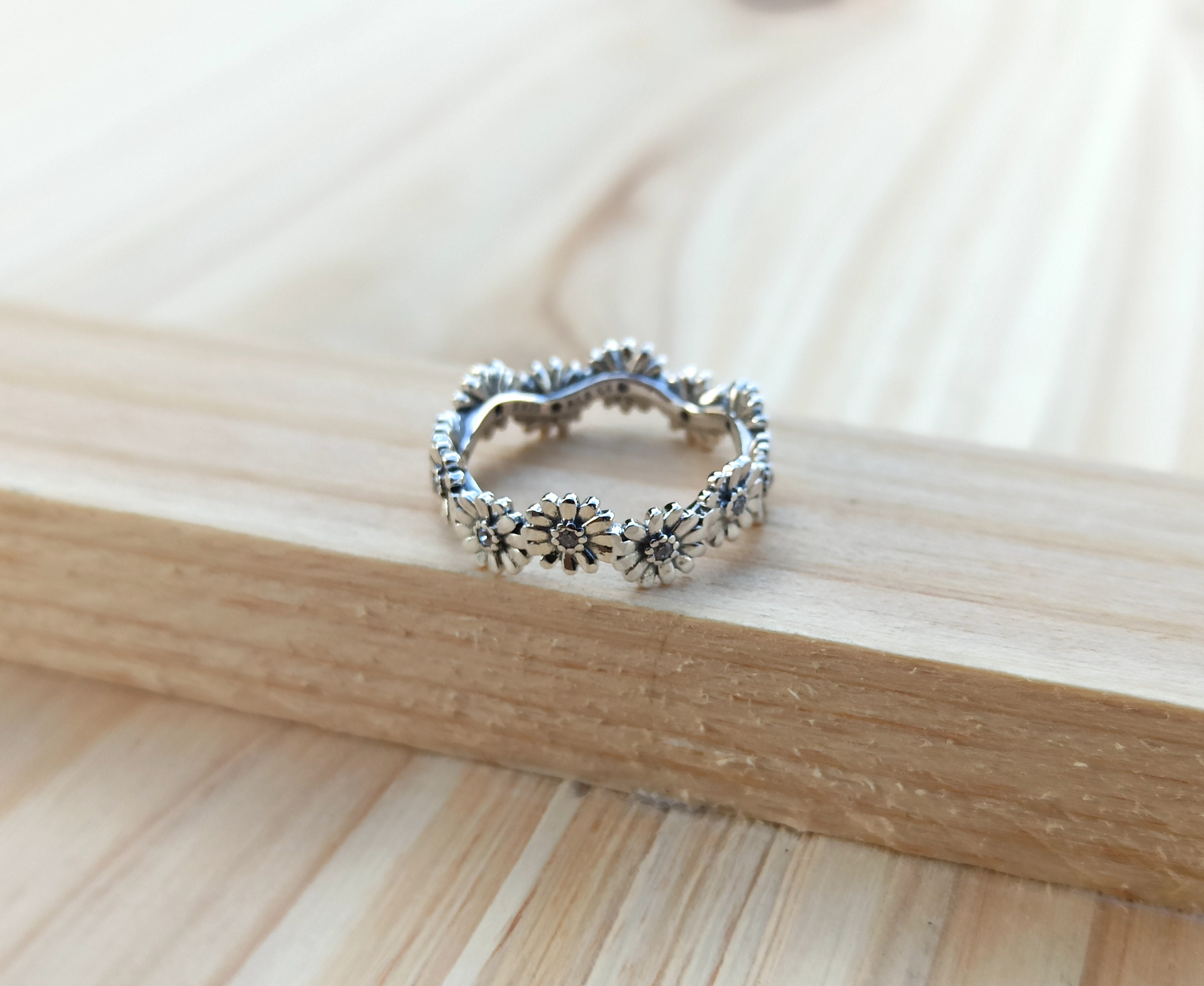 Sparkling Daisy Flower Crown Ring Handmade 925 Sterling Silver - Etsy