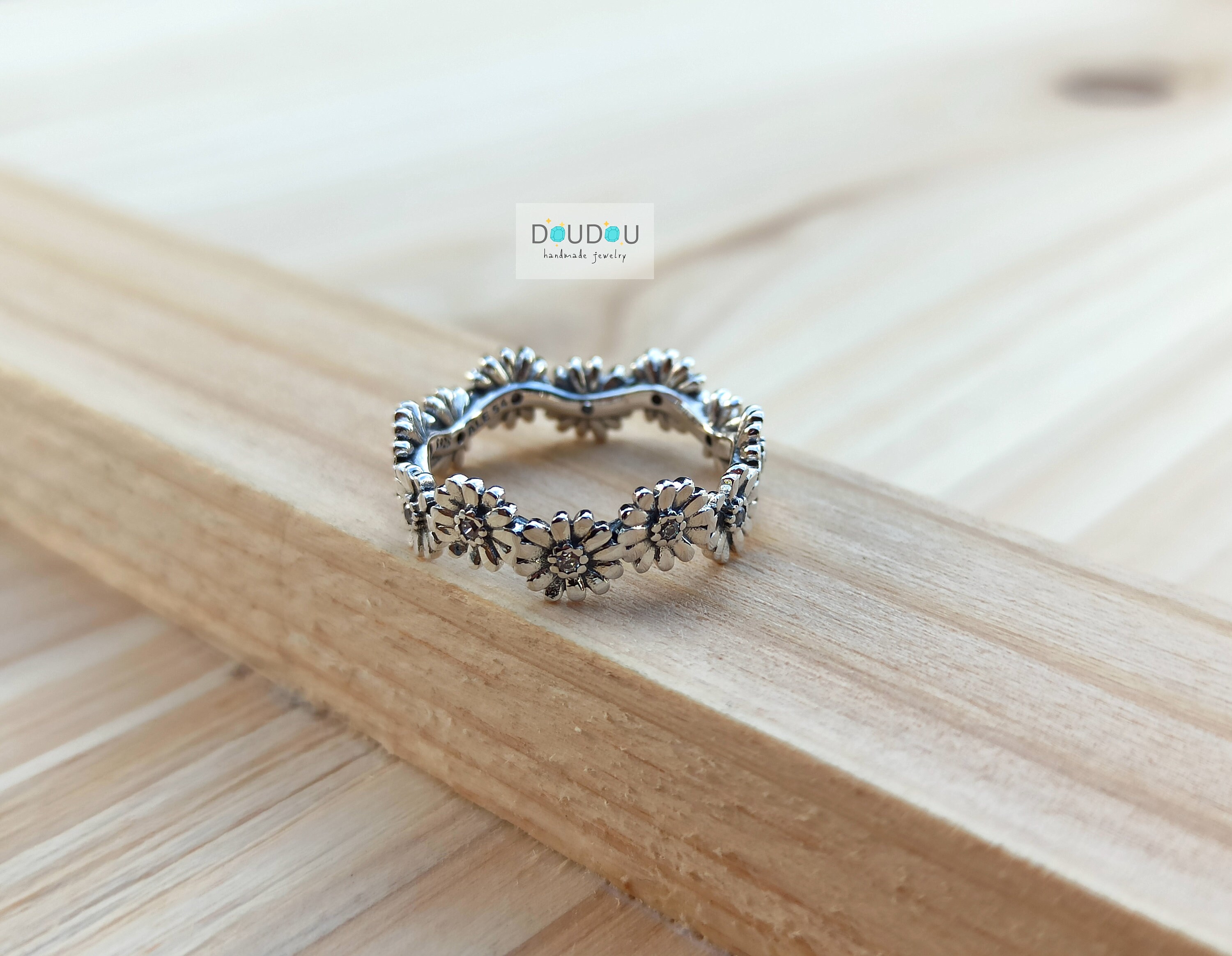 Sparkling Daisy Flower Crown Ring Handmade 925 Sterling Silver - Etsy