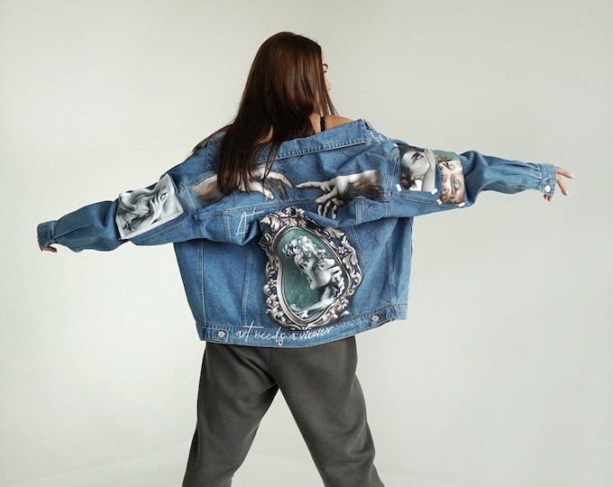 Customized Denim Jacket, Streetwear Denim Jacket With Art, Hand Painted ...