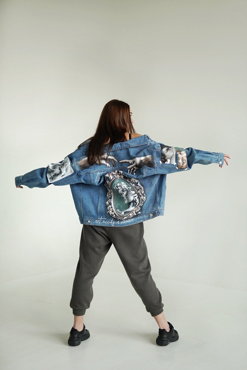 Customized Denim Jacket Streetwear Denim Jacket With Art | Etsy