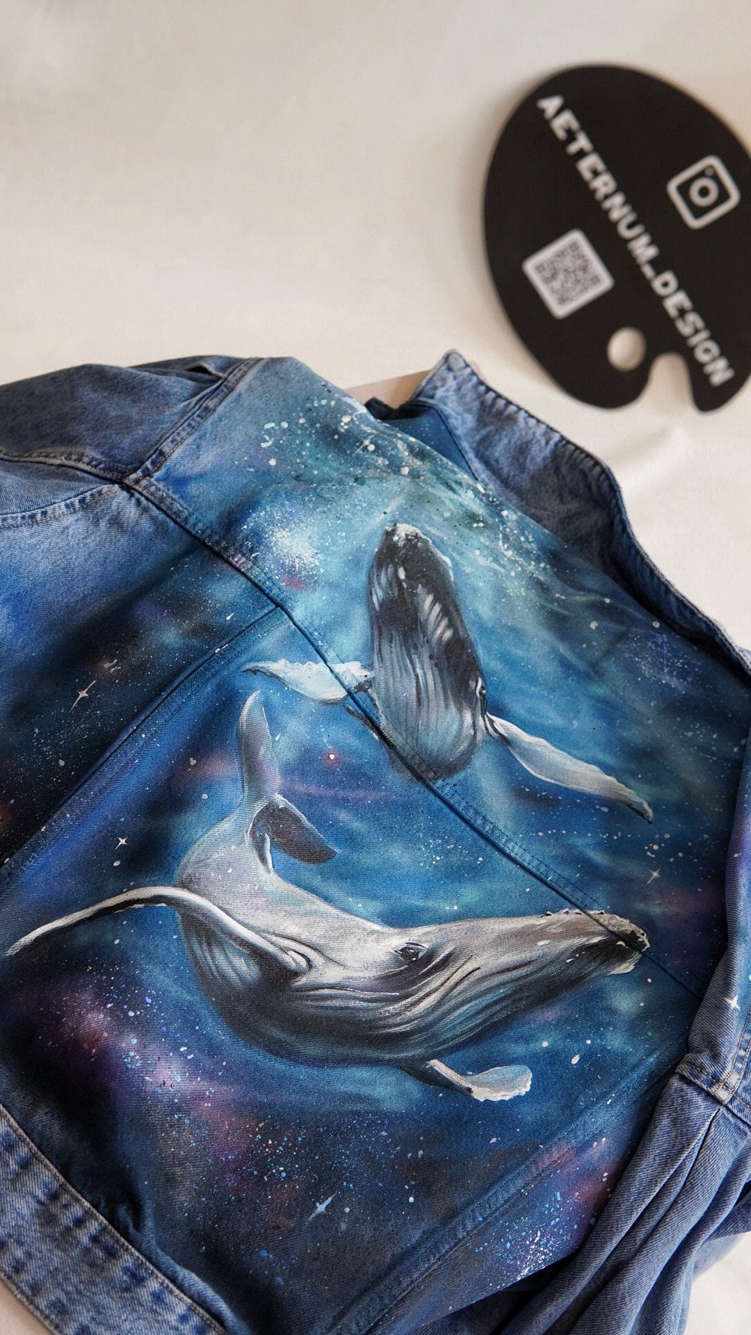 Blue Whales Art Hand-painted Denim Jacket Painted Jean - Etsy